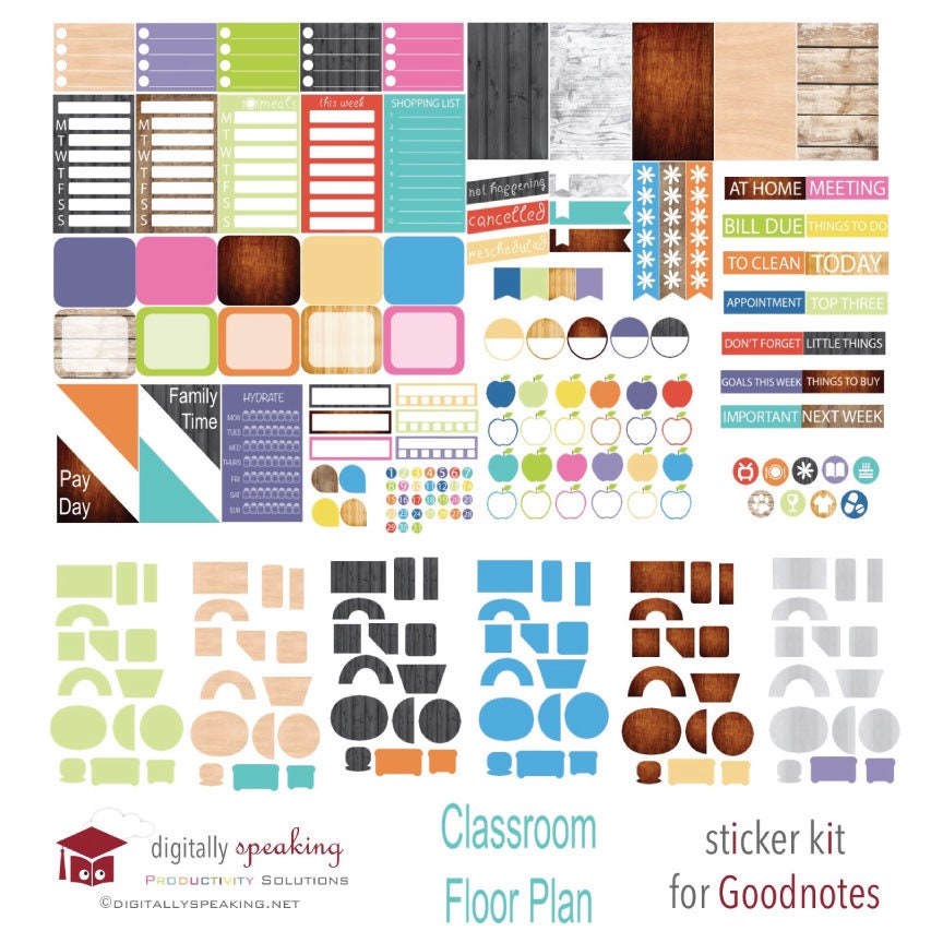Classroom Floor Plan Collection Digital Planner Goodnotes Stickers ...