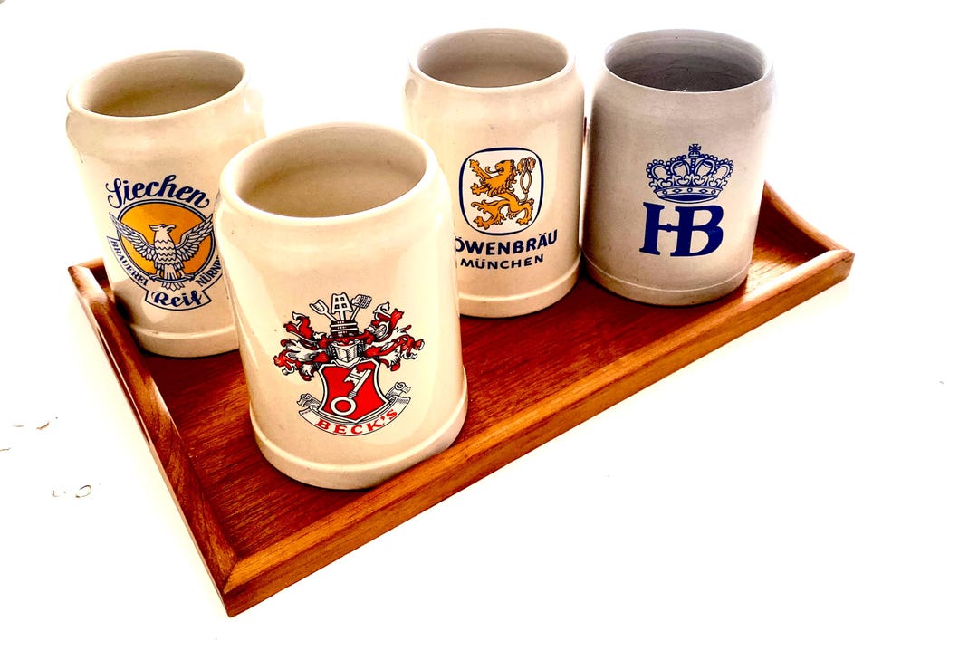 Vintage Beer Steins. West Germany Stoneware Mug Set. Breweriana ...