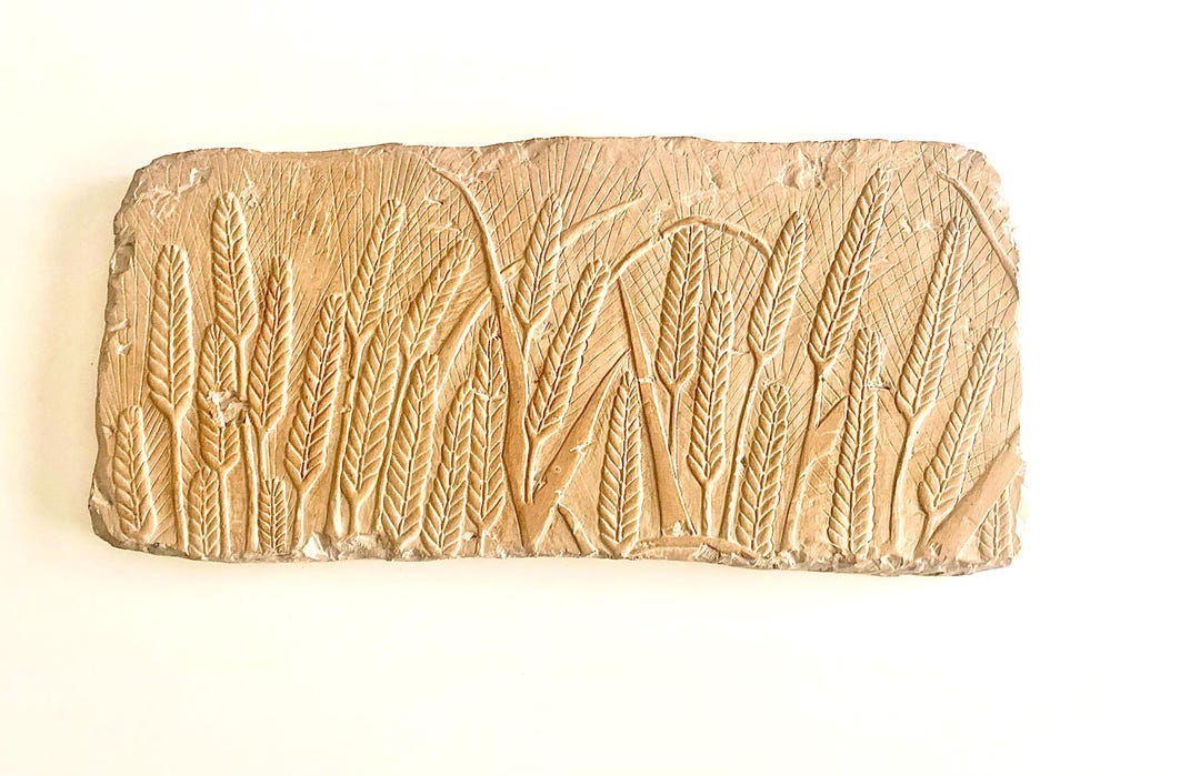 Vintage Limestone Wheat Carving Wall Art. Amarna Art. Relief Sculpture ...