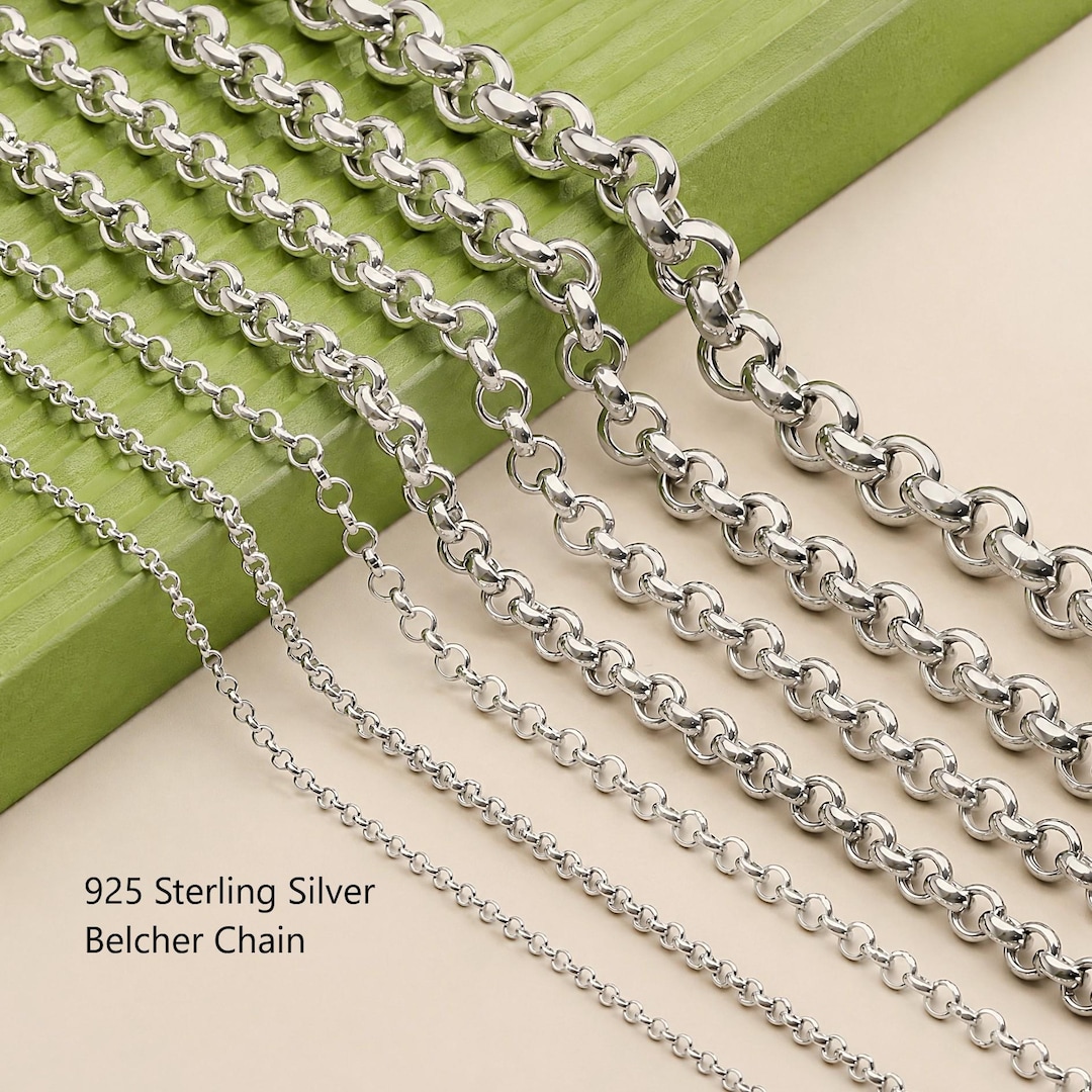 925 Sterling Silver Belcher Chain Necklace Women, Rolo Long Bold Thick ...