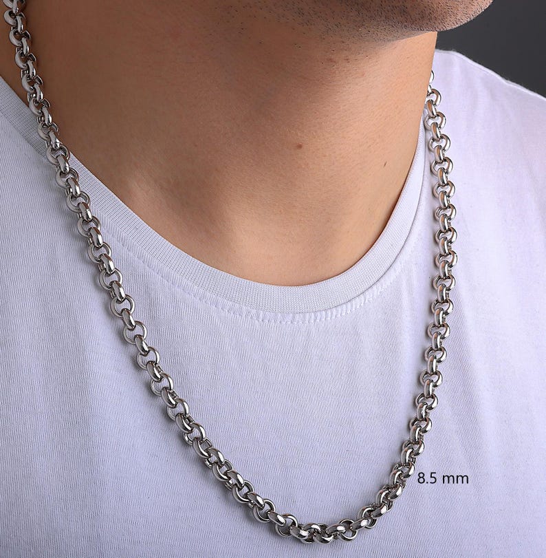 925 Sterling Silver Belcher Chain Necklace Women, Rolo Long Bold Thick ...