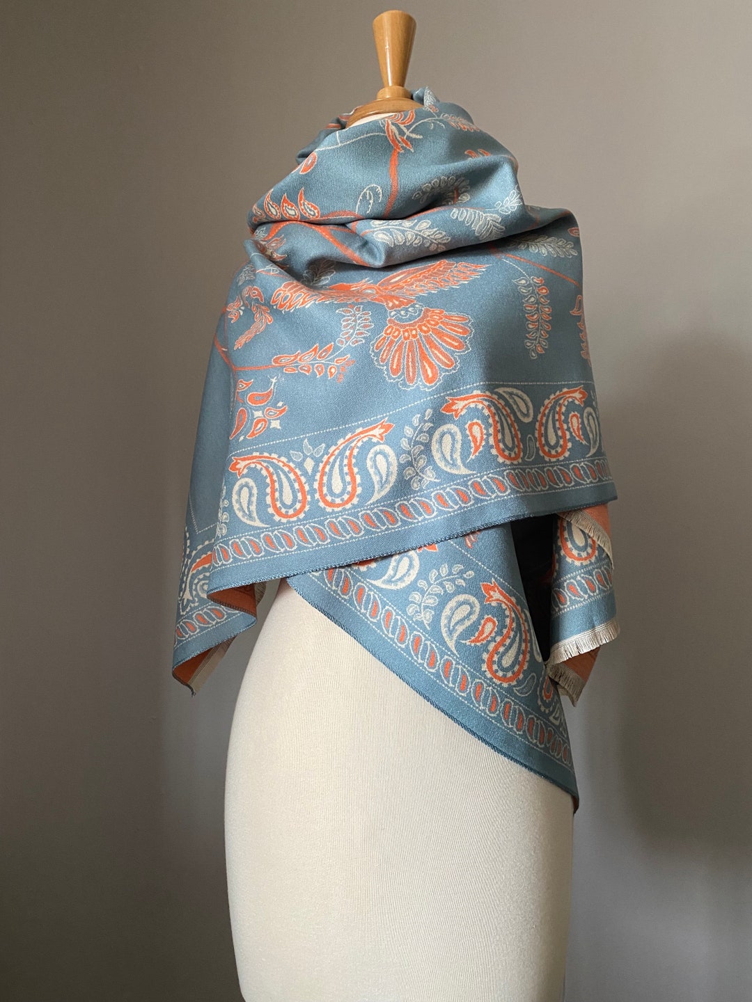 Reversible Teal/orange Winter Scarf, Luxury Collection, Amazing Gift ...