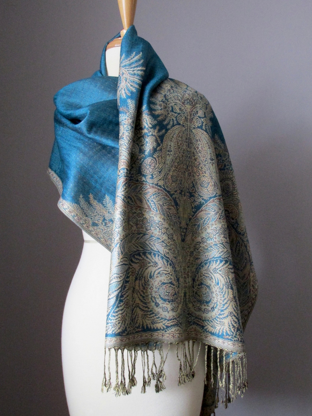 Luxury Fall Winter Women Scarf, Teal Scarf, Pashmina Shawl Wrap, Large ...