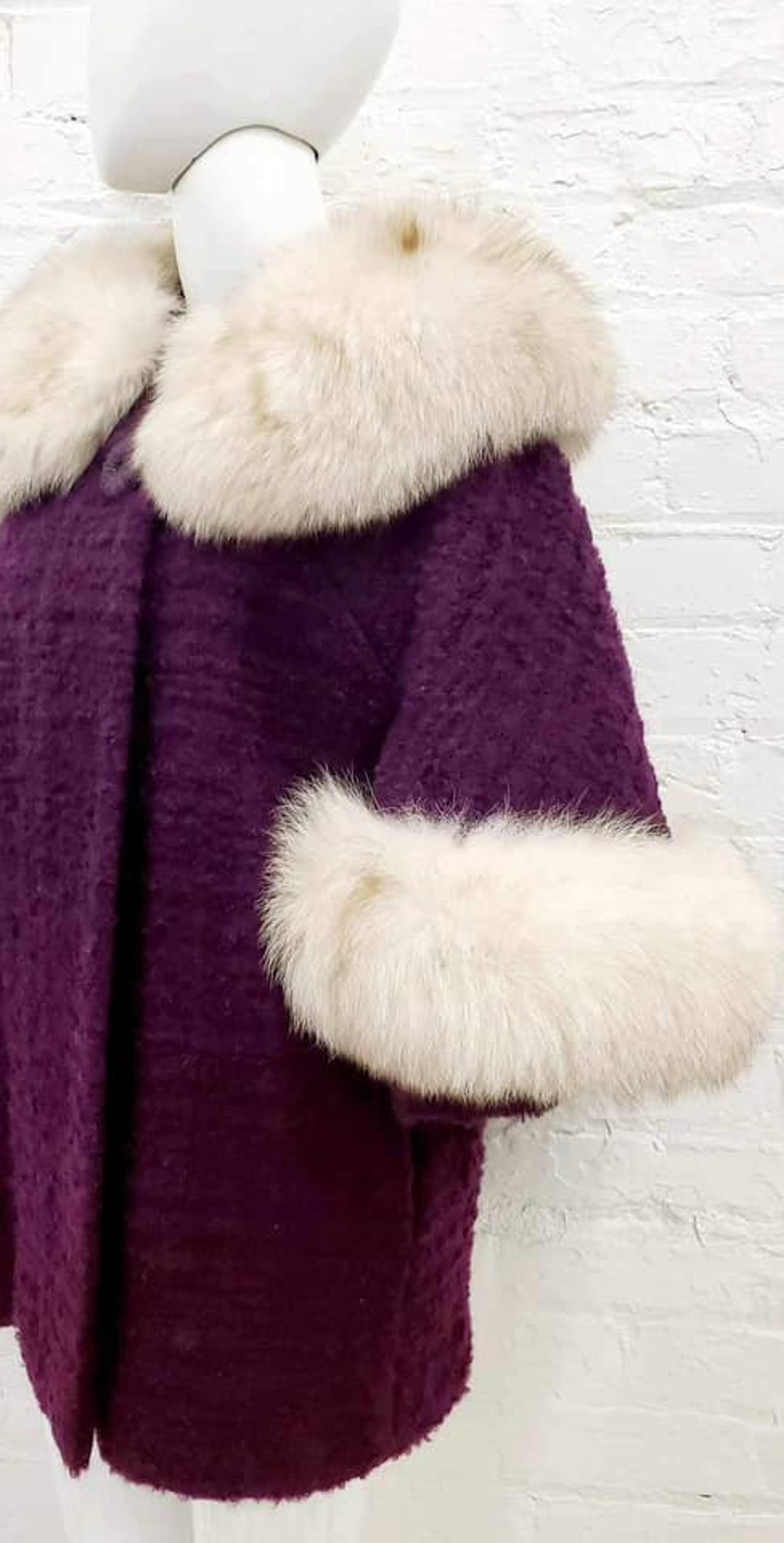 Vtg 60s Purple Wool and Fox Fur Capelet Coat by Burnett New York - Etsy