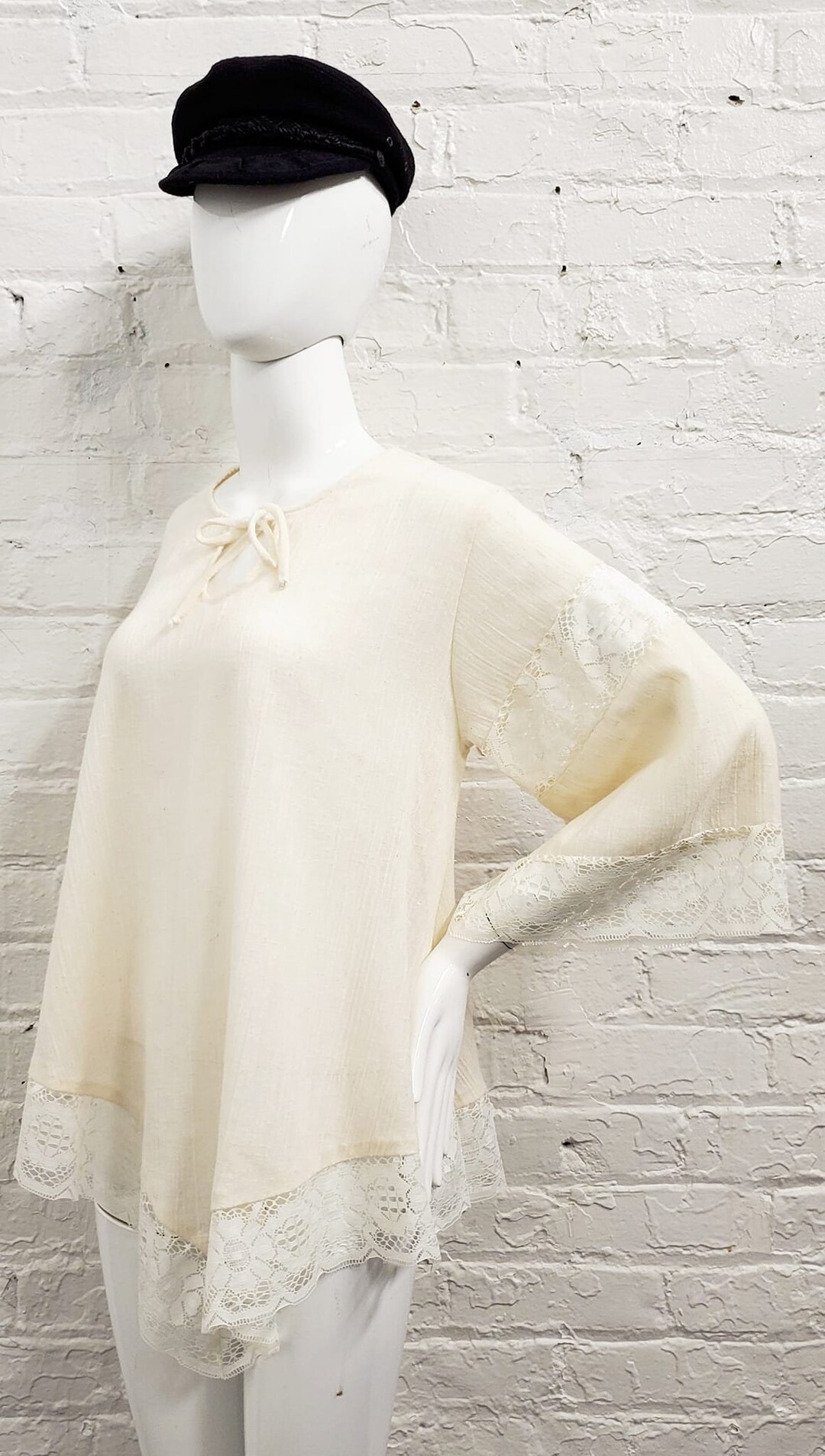 Vtg 70s White Cotton Lace Angel Sleeve Top by Teddi of California - Etsy
