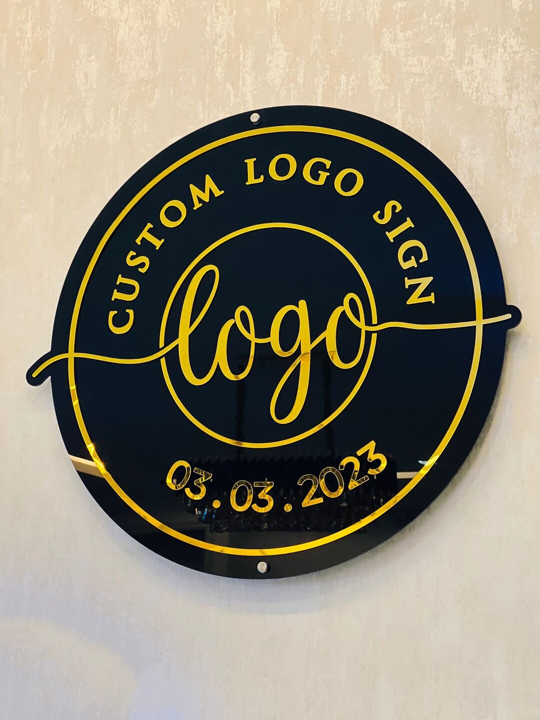 Illuminated Logo Sign Custom Acrylic Sign Backlit Sign Round Acrylic ...