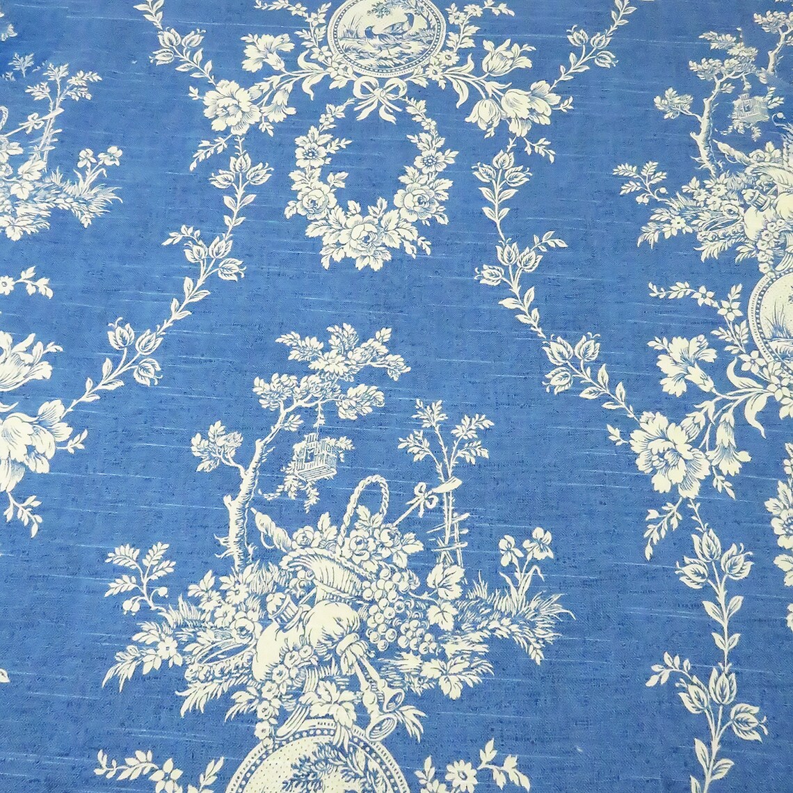 Window Curtains for Living Room, Toile Curtain Panels, Blue Toile ...