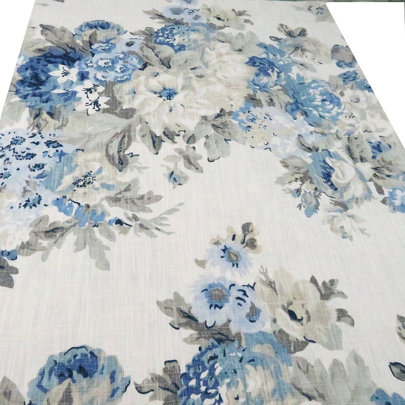Pleat Pinch Drapes Blue French Floral Drapes Drapery Panels, Curtain ...