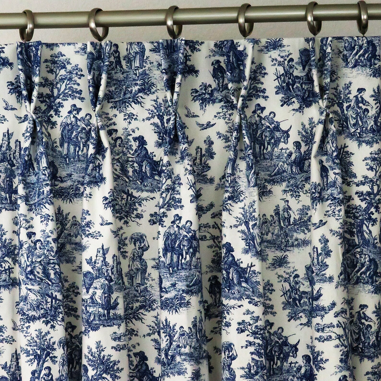 Double Pinch Pleats Draperies Toile White Curtain Panels, 2 Fold Pleats ...