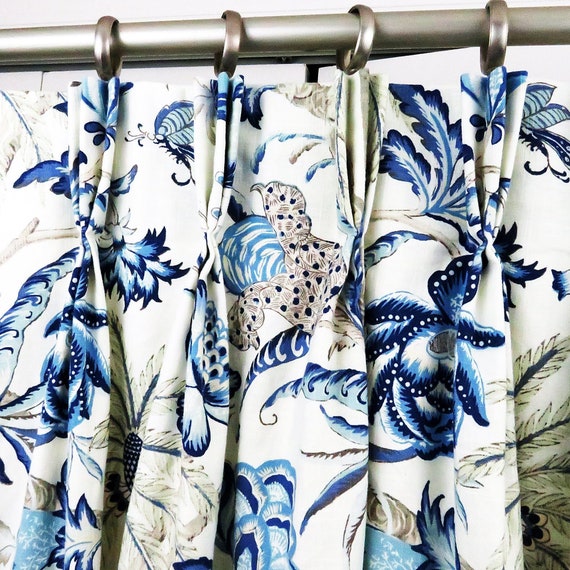 Cream And Navy Curtains