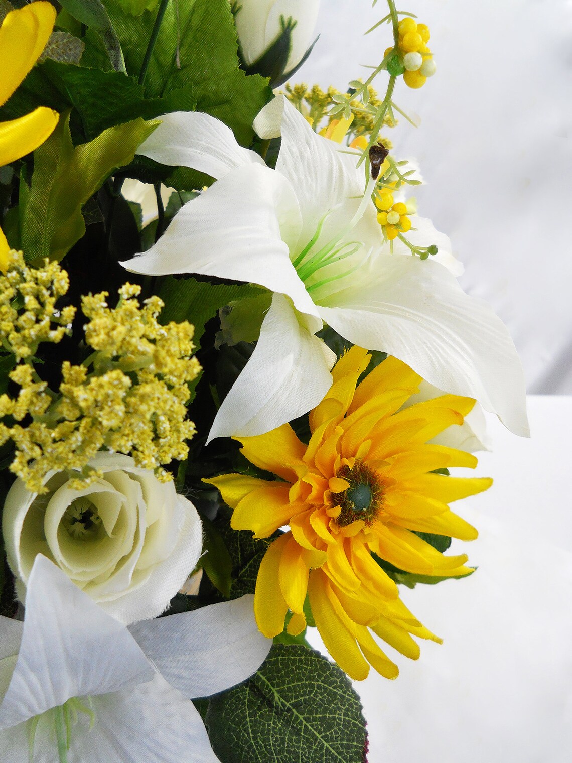 Yellow Flower Arrangement Large Silk Centerpiece Floral Faux - Etsy