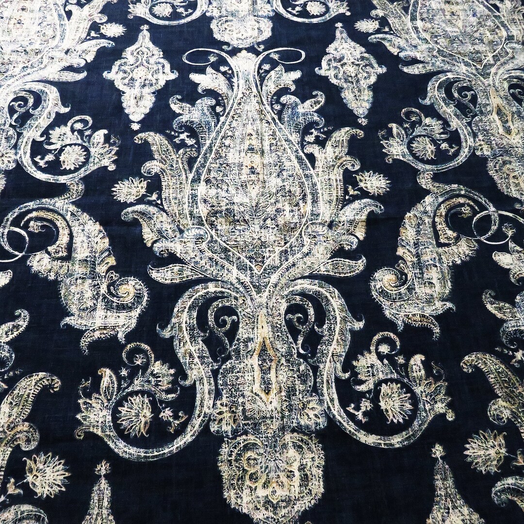 Navy Blue Damask Valance, Lined Window Treatment - Etsy