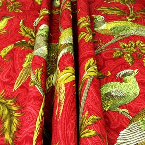 Red Paisley Bird Curtain Panel, Rod Pocket Drapes, Custom Made - Etsy