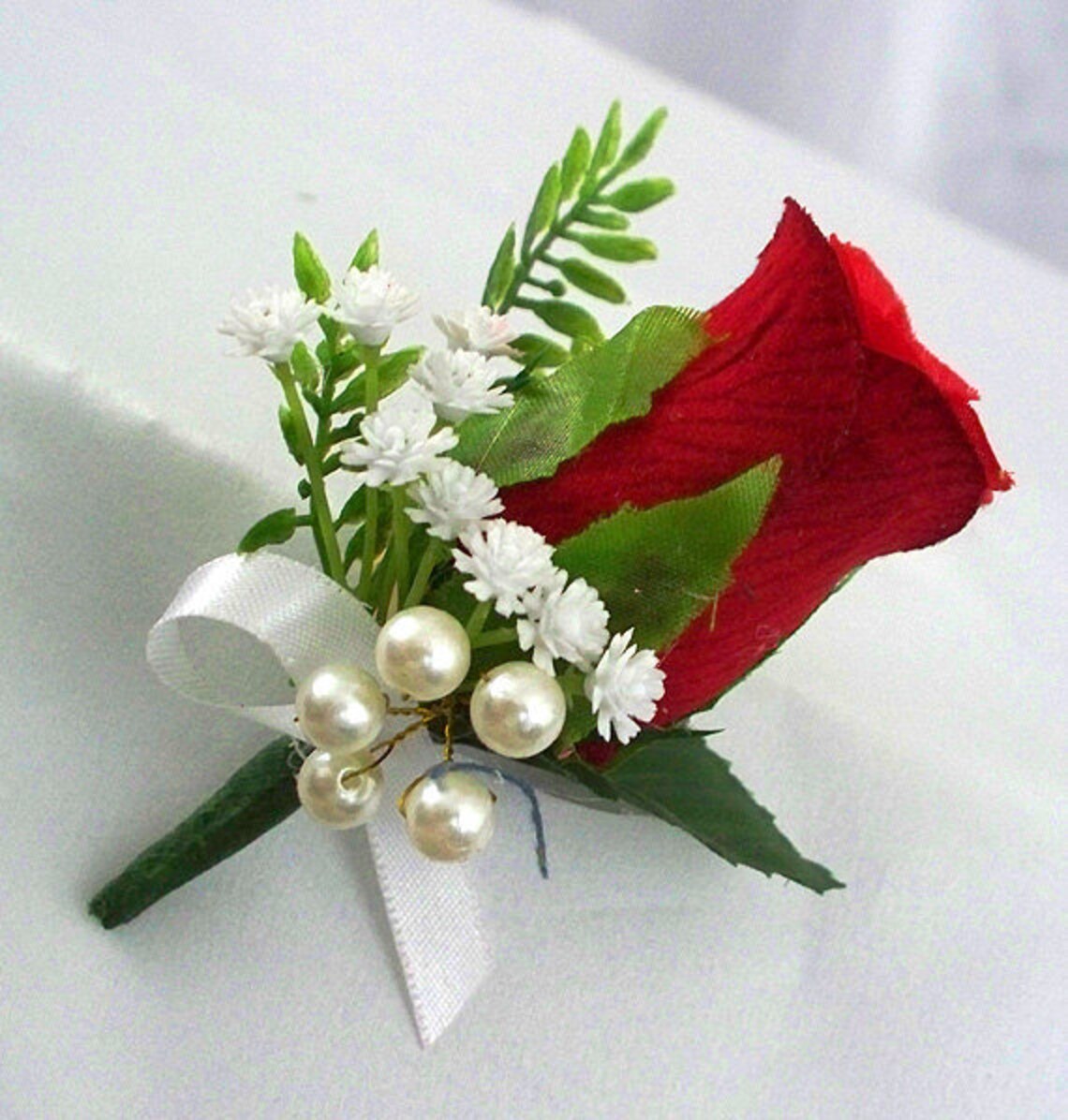 Red Rose Men Prom Groom Boutonniere Corsage, Red Flower Boutonniere ...