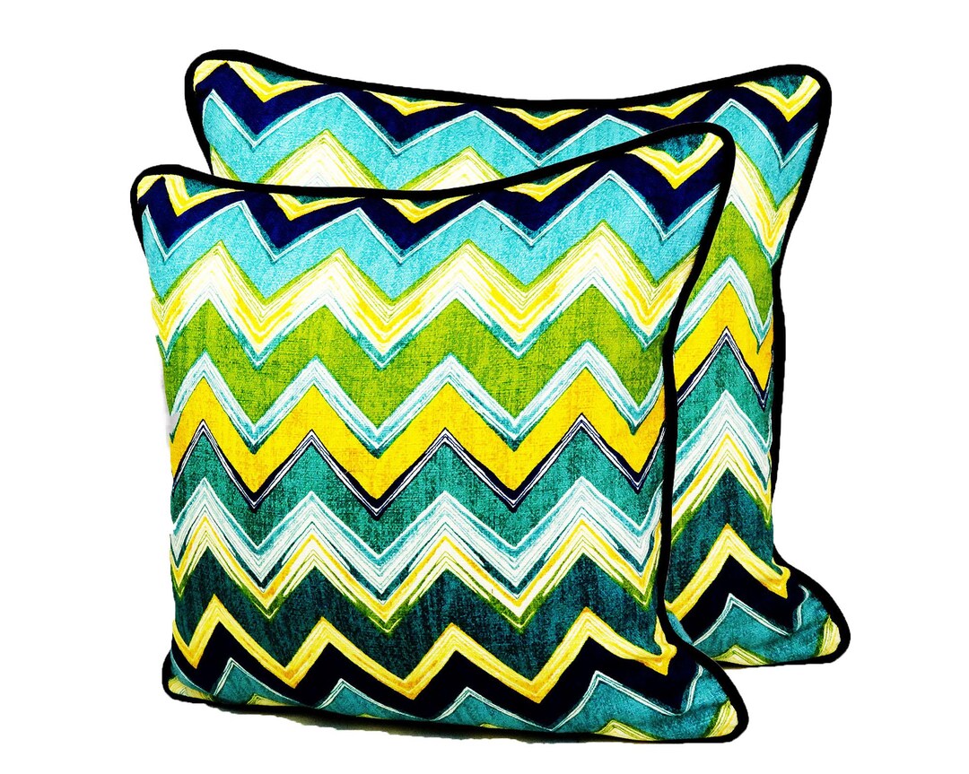 Ready Made Throw Pillows for Couch Set of 2 With Piping, Colorful Throw ...