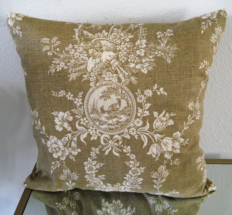 Beige Toile Throw Pillow Cover Ivory Floral Tan Ivory Covers Country ...