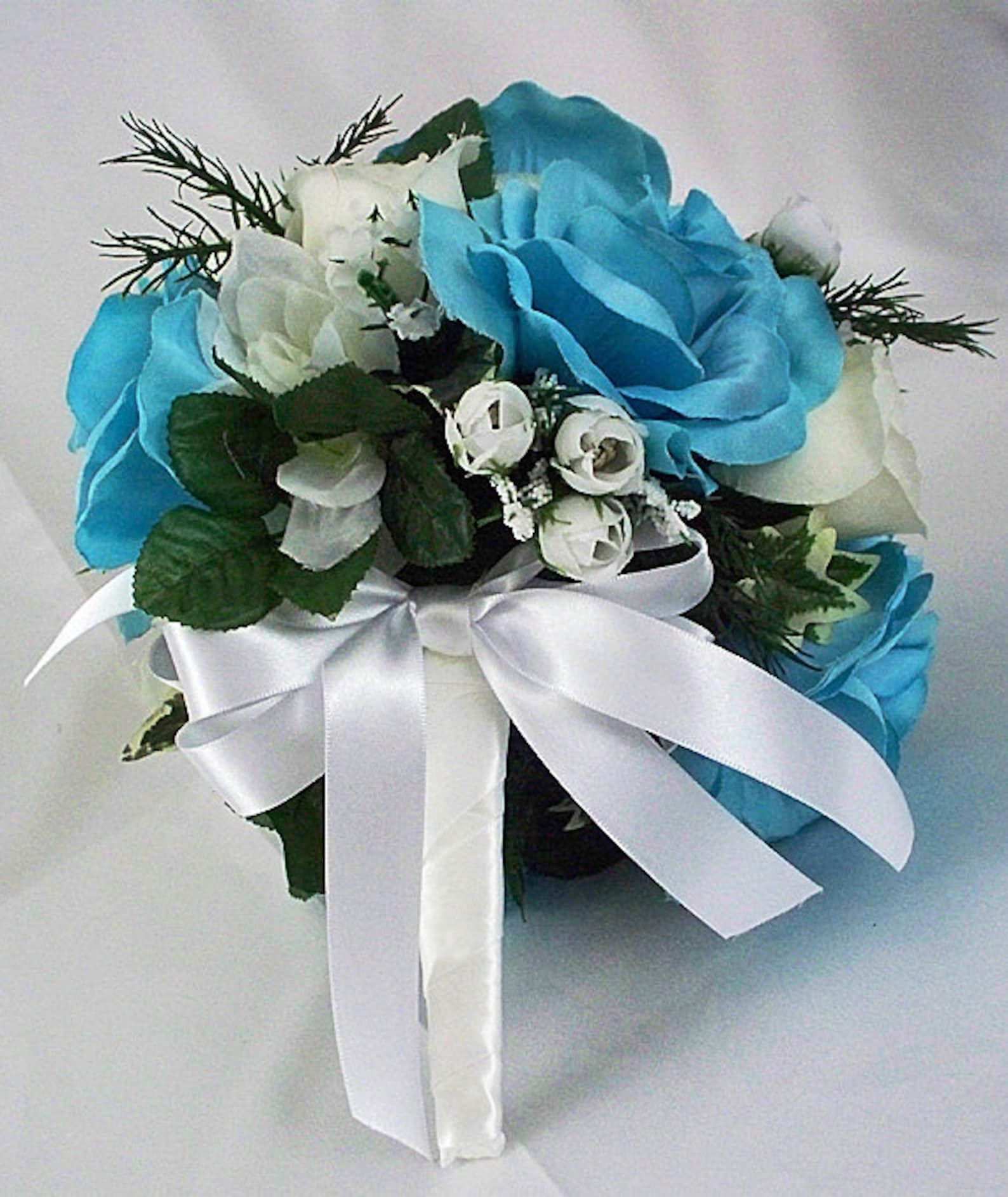 Turquoise Bouquet Turquoise Wedding Turquoise Roses - Etsy