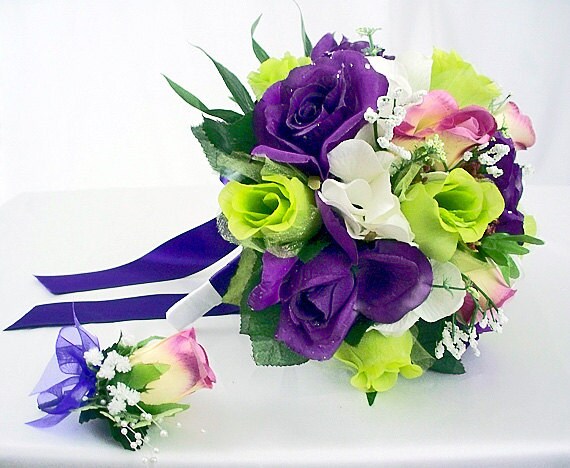 Purple And Green Rose Bouquet