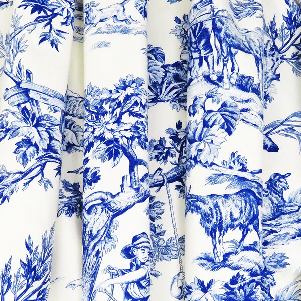 Blue Toile Curtains - Etsy