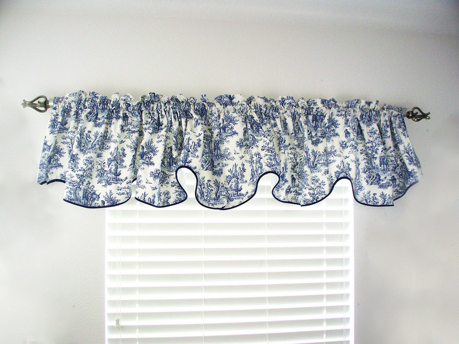 Window Toppers, Valance Curtains Blue, Window Treatments, Blue White ...