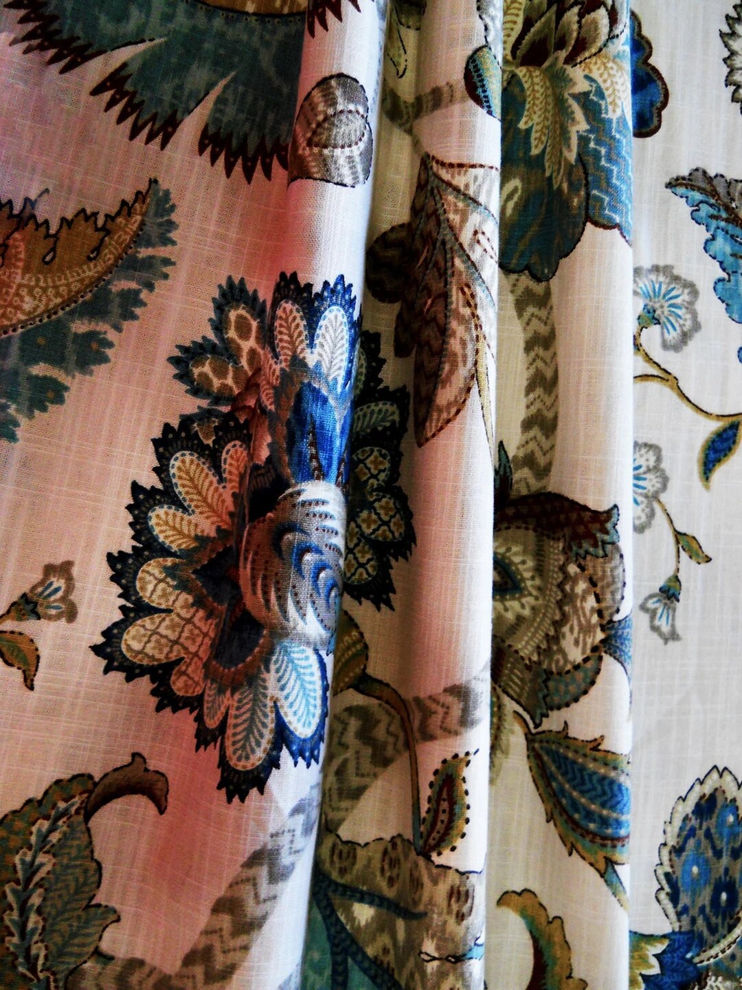 Windows Valances 2 Custom Panels Window Treatments Teal Blue Taupe ...