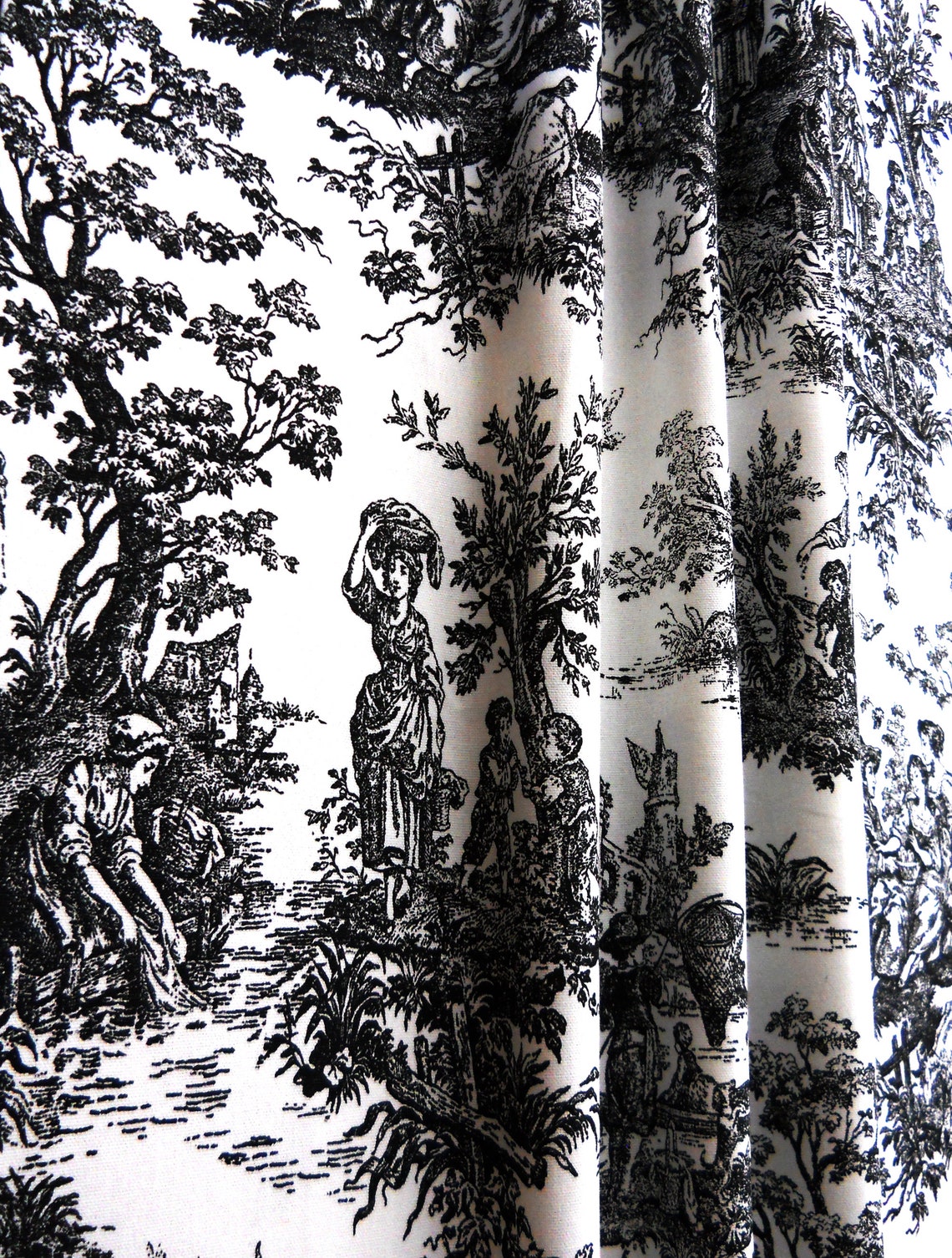 Black Toile Curtains Panels Pair 25 Lined Custom Drapery - Etsy