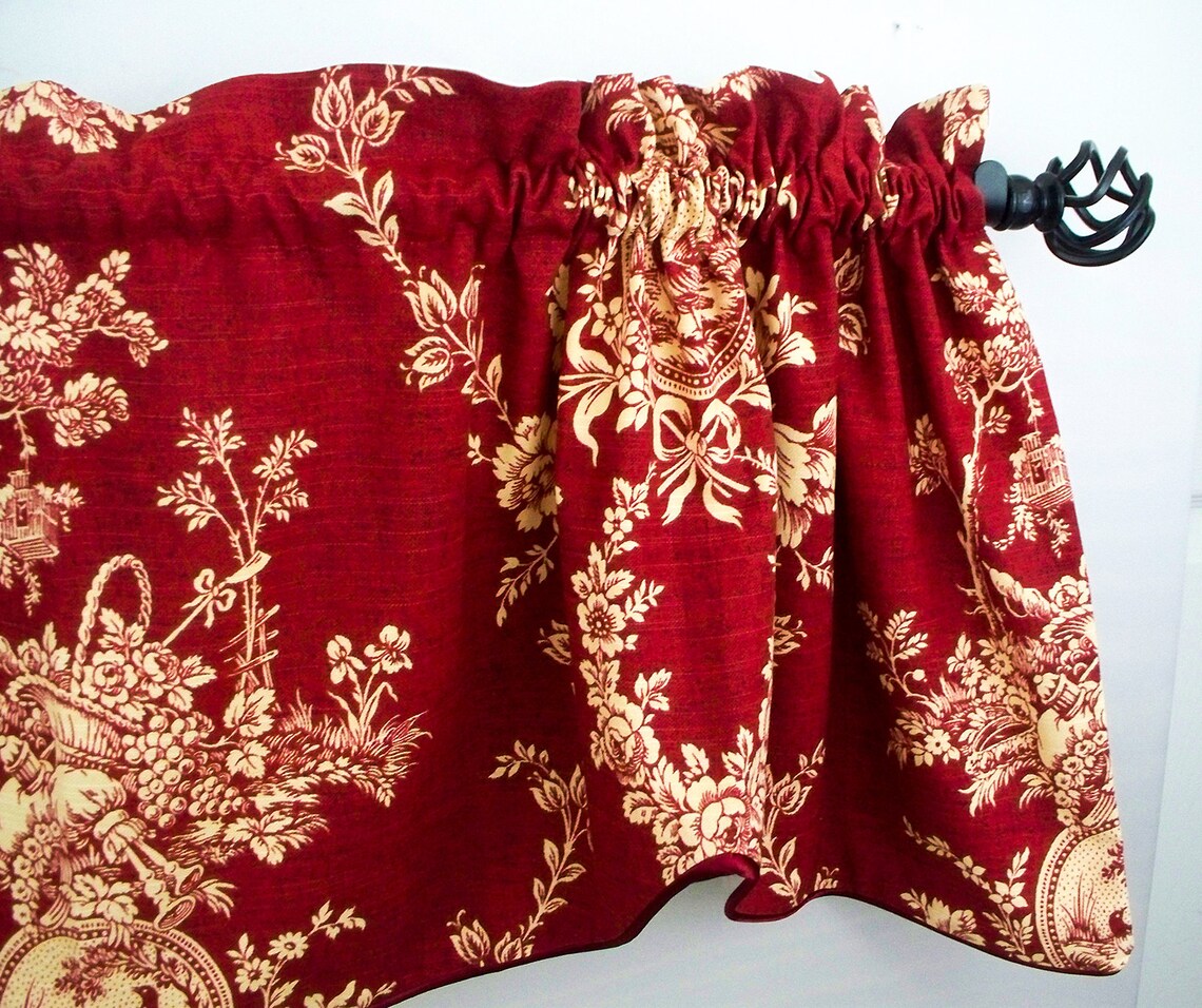 Window Red Valances French Country House , Scallop Valances, Rod Pocket ...