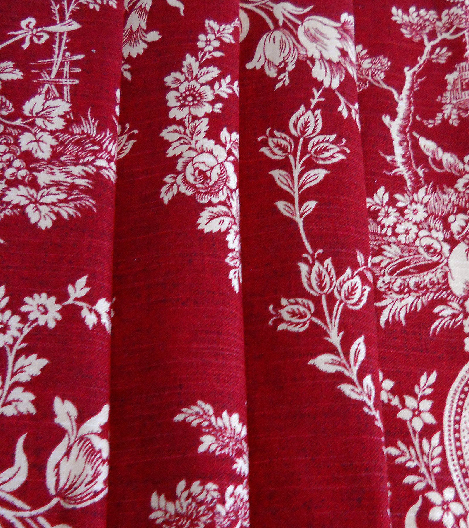 Pair 50 Red French Toile Curtains Panels Rod Pocket - Etsy