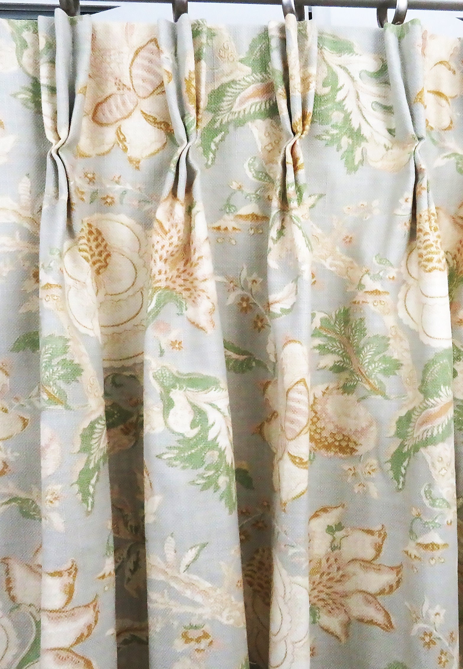 Pinch Pleated Drapes, Floral Window Treatments, Beige Curtains for ...