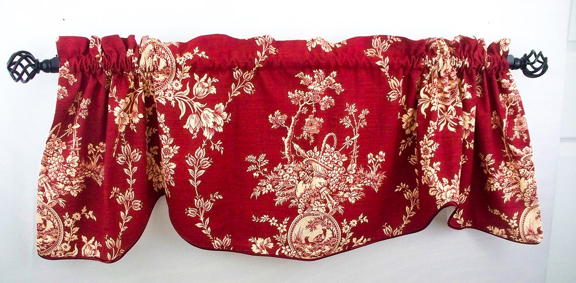 Window Red Valances French Country House Scallop Valances | Etsy