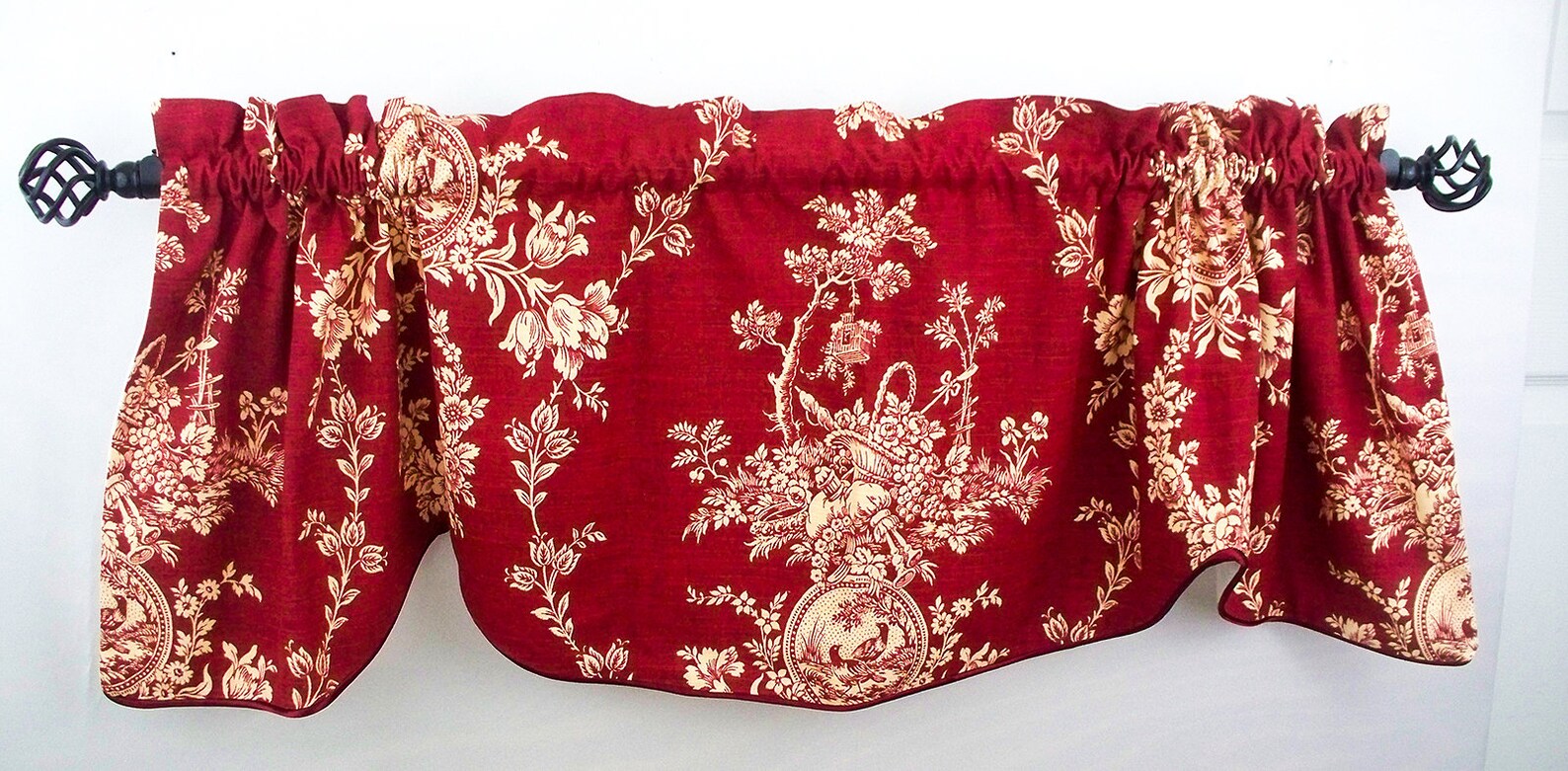 Window Red Valances French Country House , Scallop Valances, Rod Pocket ...