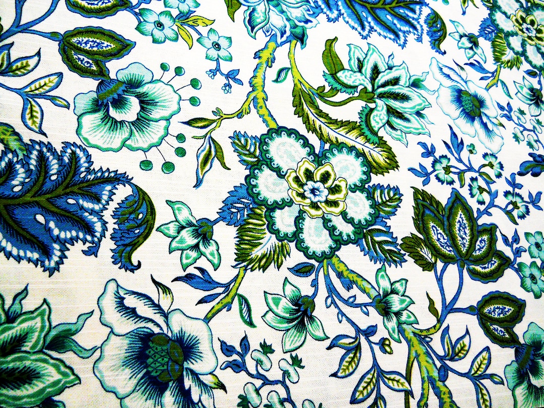 Green Blue Floral Valances Paisley Window Treatments Rod Pocket ...