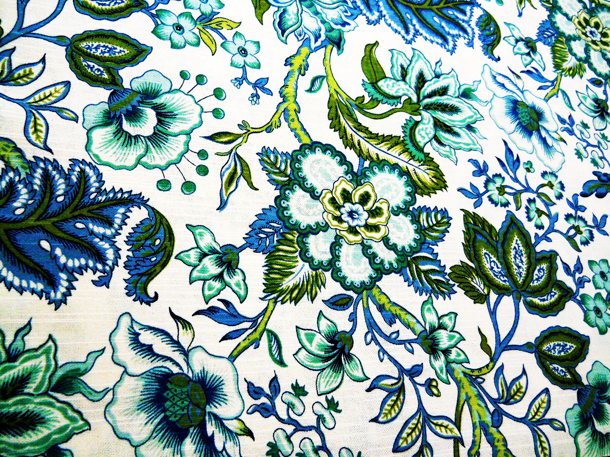 Floral Paisley Window Valance, Blue Green Cotton, Rod Pocket - Etsy