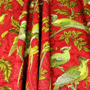 Red Paisley Bird Curtain Panel, Rod Pocket Drapes, Custom Made - Etsy