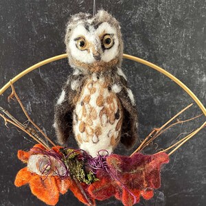 Needle Felted Baby Owl, Soft Sculpture, Hanging Ornament, Fall Decor ...