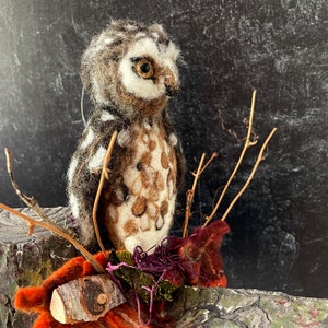 Needle Felted Baby Owl, Soft Sculpture, Hanging Ornament, Fall Decor ...