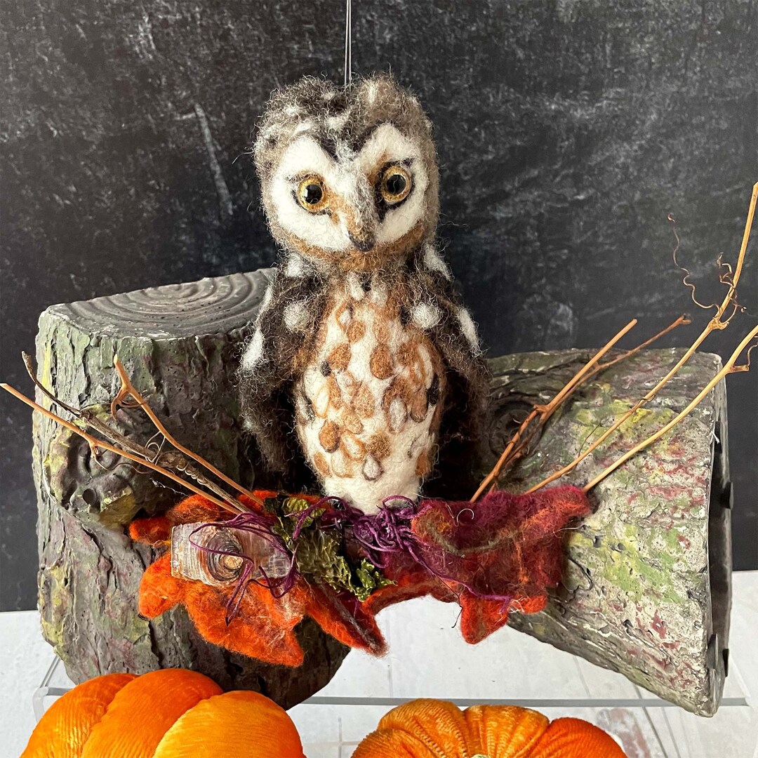 Needle Felted Baby Owl, Soft Sculpture, Hanging Ornament, Fall Decor ...
