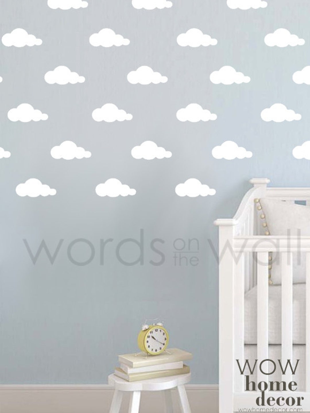 Mini Fluffy Clouds. Wall Pattern. Vinyl Wall Art Decal. Wall Stencil ...