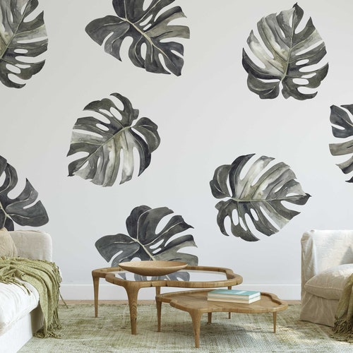 Oversize Monstera Leaf Decals Tropical Leaves Removable Wall - Etsy