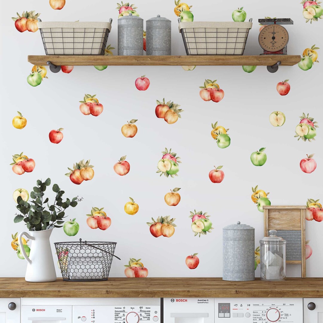 Removable Wall Decals - Set of Apples and Leaves. Orchard Fruit. - Etsy
