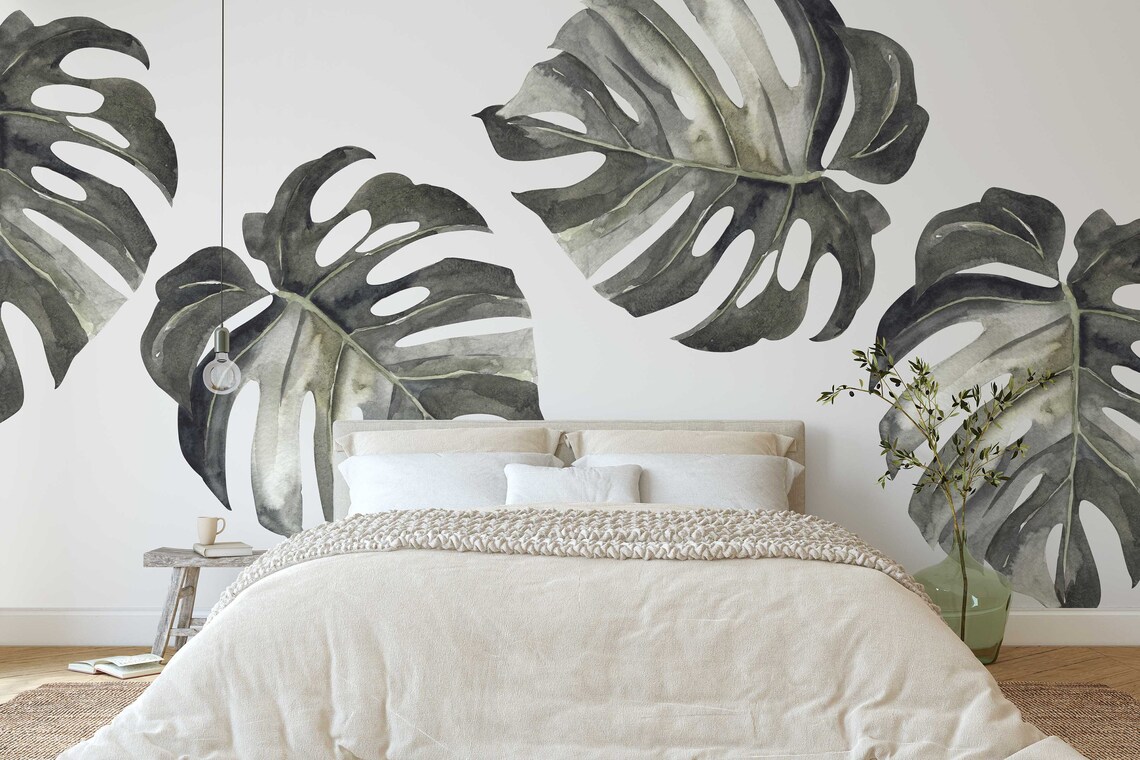 Oversize Monstera Leaf Decals Tropical Leaves Removable Wall - Etsy
