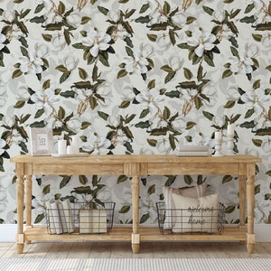 Southern Magnolia Flower Wallpaper. Removable Peel and Stick, Pre ...