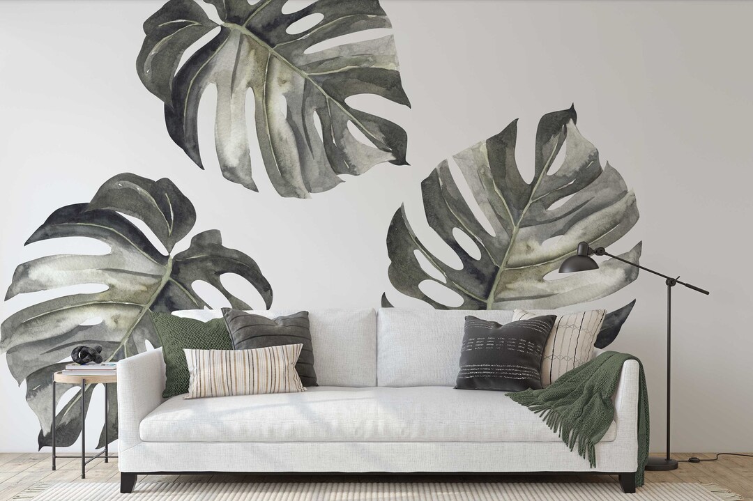 Oversize Monstera Leaf Decals - Tropical Leaves Removable Wall Decals ...
