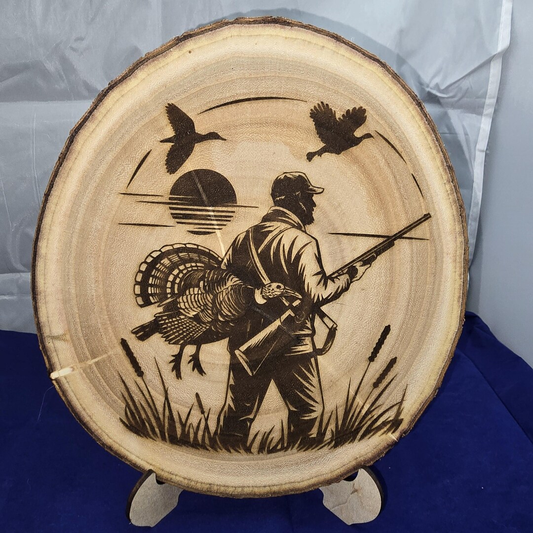 Rustic Turkey Hunting Scene Engraved Wooden Plaque - Etsy