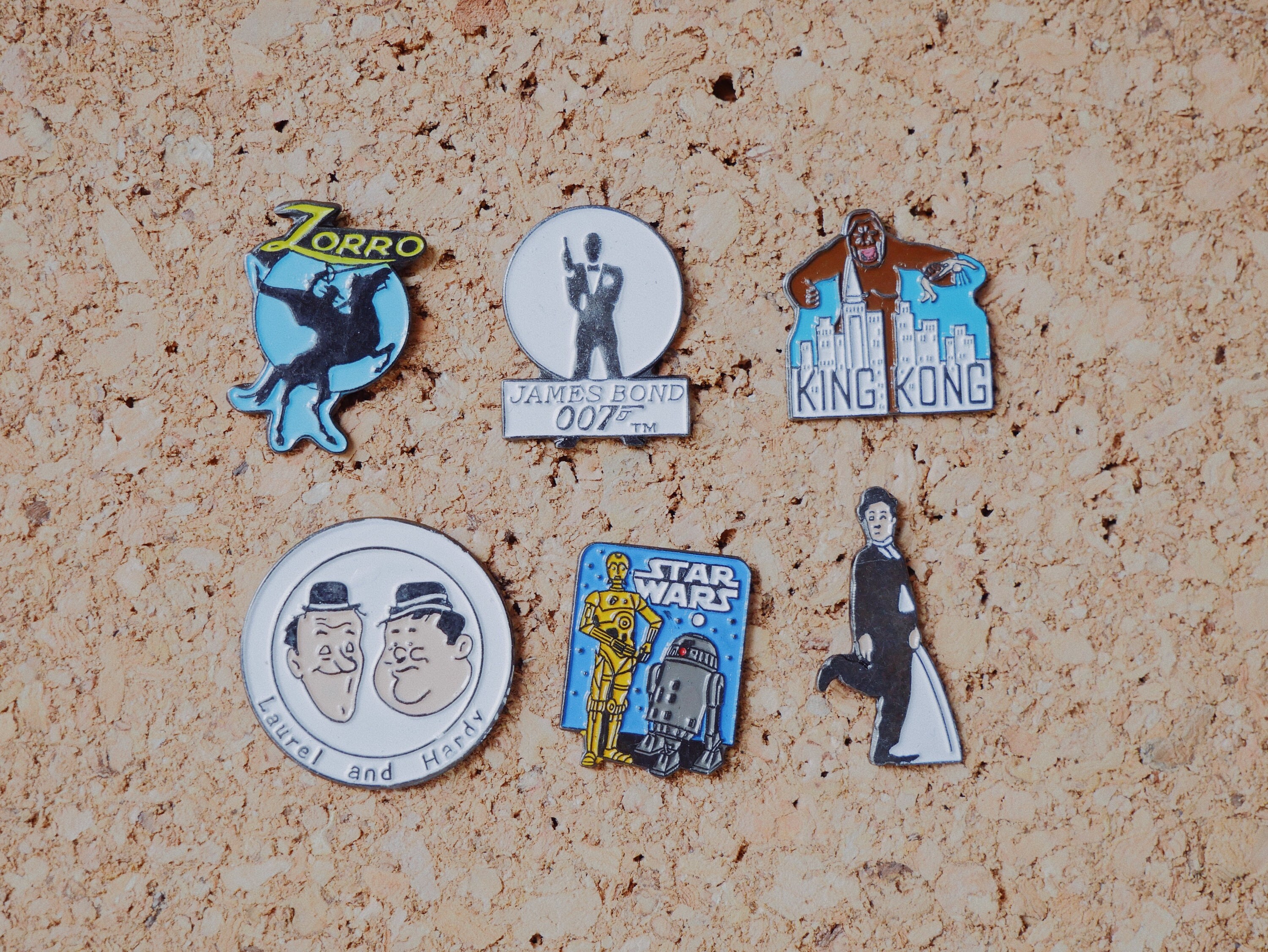 Vintage Enamel Movie Pins From the 90s Zorro, Star Wars, James Bond ...
