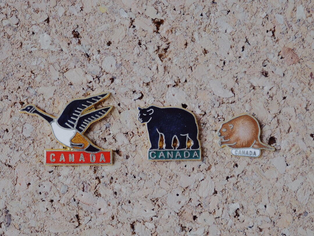 Vintage Canadian Animal Pins From the 90s Goose, Black Bear or Beaver ...