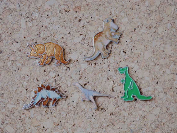 Cute vintage dinosaur pins - Enamel pins of Tricerato… - Gem