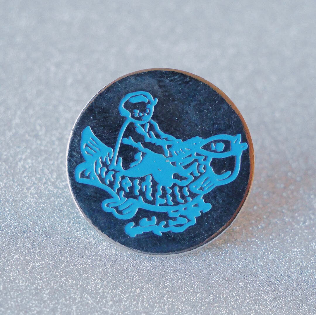 Boy Riding a Koi Fish Asian Vintage Enamel Pin - Etsy