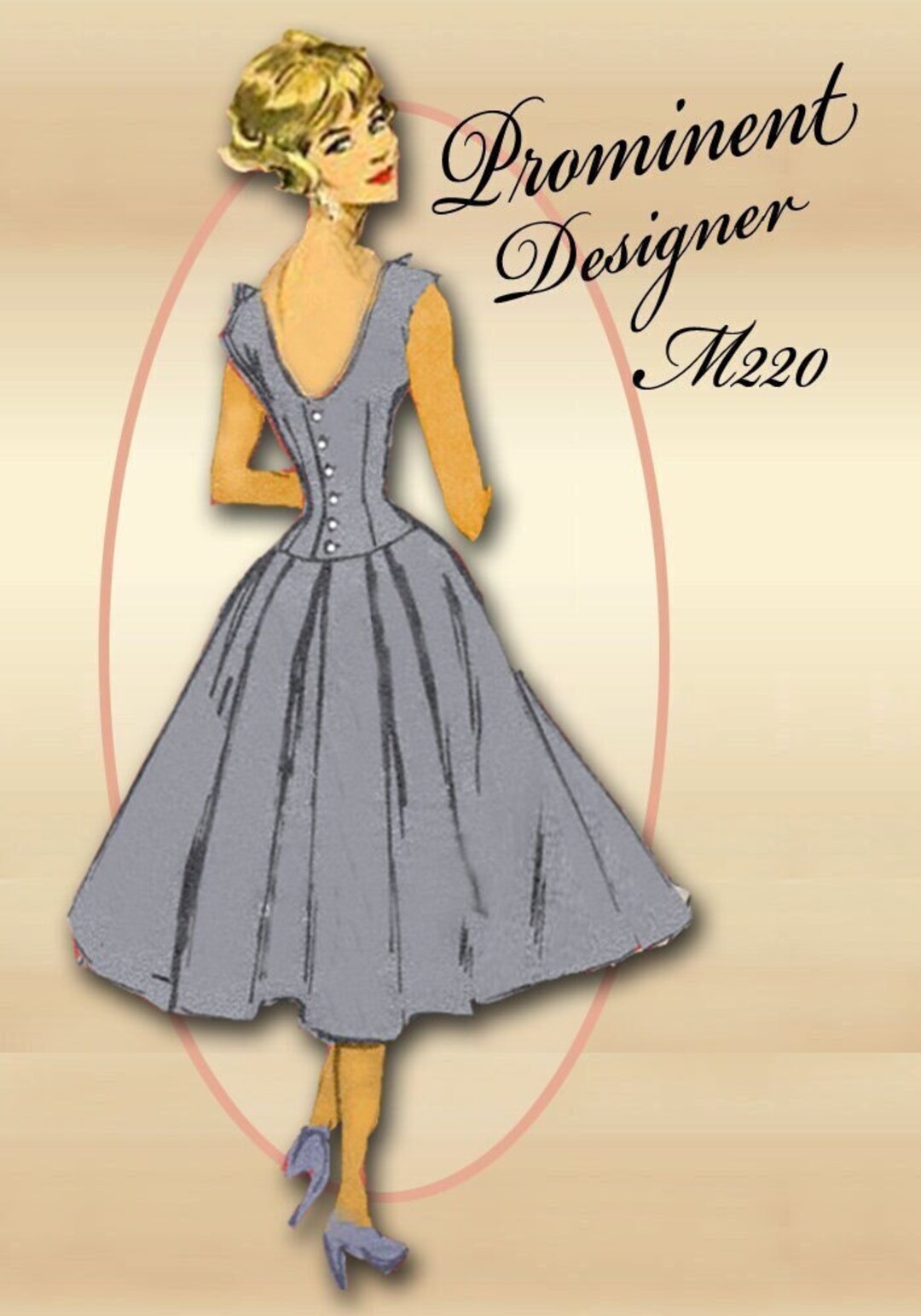 1950s Cocktail Dress With Rockabilly Full Skirt. Fitted With Figure ...