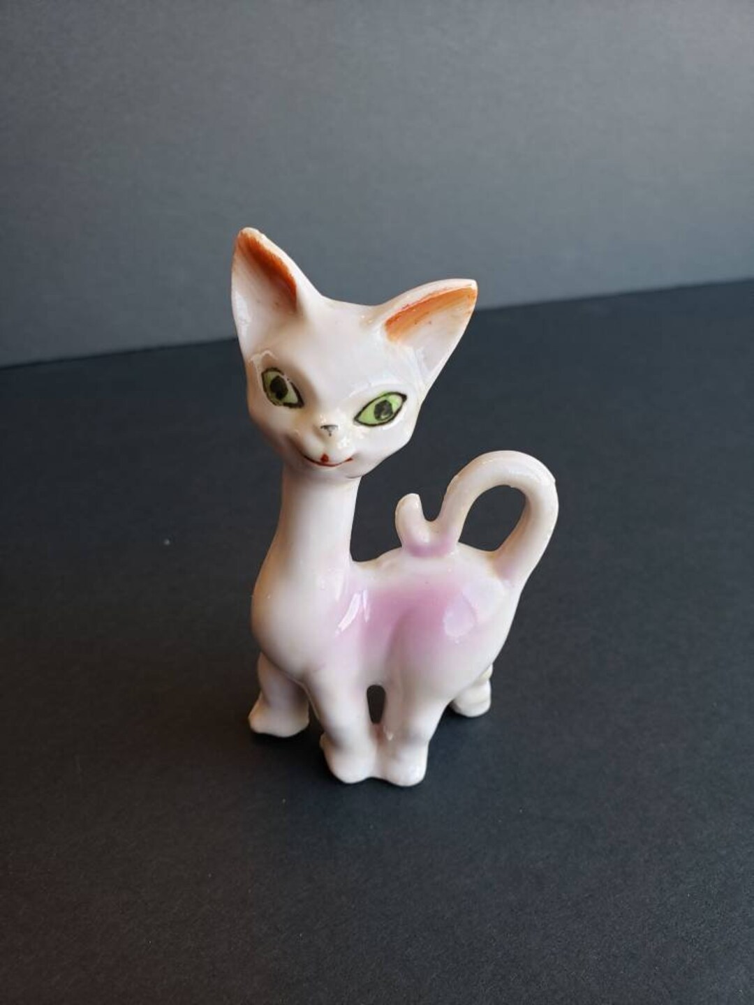 Vintage Kitty Cat Pink Figurine - Etsy